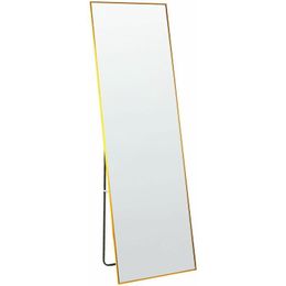 Beliani - Stehspiegel Gold Aluminium 50 x 156 cm mit Ständer Modernes Design Ganzkörperspiegel Deko Accessoires Wohnzimmer Schlafzimmer Flur Garderobe