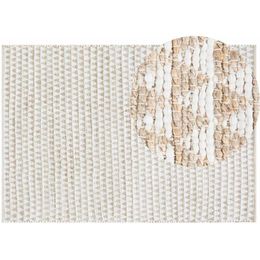 Beliani Teppich Beige 160 x 230 cm Kurzflor mit Geometrisches Muster Handgewebt Modern - Beige