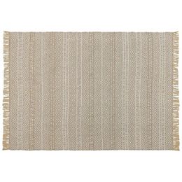 Beliani Teppich Beige Jute und Baumwolle 140 x 200 cm Kurzflor Boho Stil rechteckig Wohnzimmer Arbeitszimmer Schlafzimmer Flur Diele - Beige