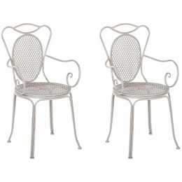 Beliani Gartenstuhl grau Metall 2er Set Balkon Terrasse Garten romantisch - Grau