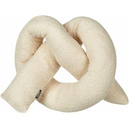 Beliani - Dekokissen Beige Webpelz mit Füllung 172x14 cm Teddy-Optik Bretzelform Knotenkissen Modern Wohnzimmer Schlafzimmer Ausstattung Sofakissen