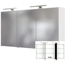 Lomadox Badezimmer Spiegelschrank mit Doppel-LED-Beleuchtung FLORIDO-03 in weiß b x h x t 120 x 64 x 20 cm - weiß