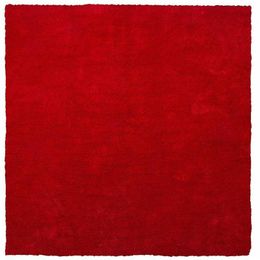 Beliani Teppich Rot Polyester 200 x 200 cm Quadratisch Hochflor Modern Maschinengetuftet Fußbodenheizung Geeignet Wohnzimmer Schlafzimmer Flur - Rot