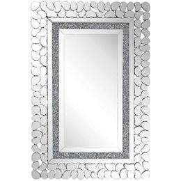 Beliani Wandspiegel Silber Glas 60x90 cm rechteckig mit Rahmen aus Acrylglas Modern Wohnaccessoires Wohnzimmer Schlafzimmer Wohnbereich - Silber