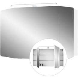 Lomadox Badezimmer Spiegelschrank 100cm CERVIA-66 in weiß mit LED-Beleuchtung, b/h/t: 100/67/17 cm - weiß