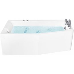 Beliani Whirlpool-Badewanne Weiß Sanitäracryl 170 x 80 cm Eckmodell Rechtsseitig mit Massagefunktion spa für 1 Person Modern Badezimmer Ausstattung - Weiß