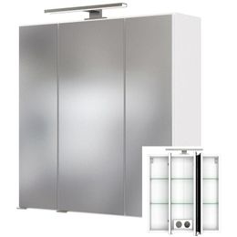 Lomadox - Badezimmer 3D-Spiegelschrank 60cm in weiß GHOM-03 mit 3 gedämpften Türen, b/h/t ca. 60/64/20 cm - weiß