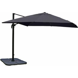 Gastronomie-Ampelschirm HHG 329, Sonnenschirm, 3x4m (Ø5m) Polyester/Alu 26kg anthrazit mit Ständer - grey