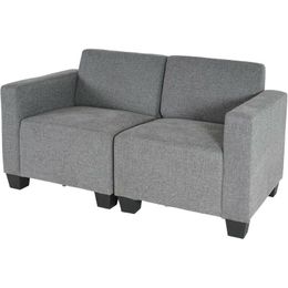 HHG Modular 2-Sitzer Sofa Couch Moncalieri, Stoff/Textil grau - grey