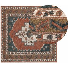 Beliani Teppich bunt Wolle 200 x 200 cm handgetuftet geometrisches orientalisches Muster Boho Wohnzimmer Schlafzimmer - Bunt