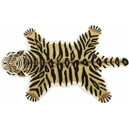Beliani Teppich Schwarz und Beige Wolle Tiermotiv 100 x 160 cm Tiger Design Handgetuftet Modern Kurzhaar Kinderzimmer Schlafzimmer Deko Accessoires - Beige