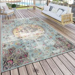 Paco Home - In- & Outdoor Teppich Modern Orient Print Terrassen Teppich Türkis 240x340 cm