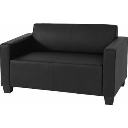 HHG Neuwertig] 2er Sofa Couch Moncalieri Loungesofa Kunstleder schwarz - black