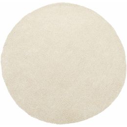 Beliani - Läufer Teppich Hellbeige Polyester ⌀ 140 cm Rund Hochflor Modern Maschinengetuftet Fußbodenheizung Geeignet Wohnzimmer Schlafzimmer Flur