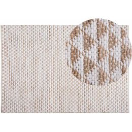 Beliani Teppich Beige Baumwolle Jute 140 x 200 cm Kurzflor Dreiecke Handgewebt Rechteckig - Beige