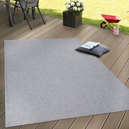 Paco Home - In- & Outdoor Flachgewebe Teppich Terrassen Teppiche Natürlicher Look In Grau 140x200 cm
