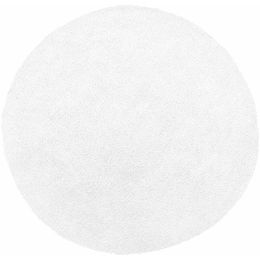 Beliani Läufer Teppich Weiß Polyester ⌀ 140 cm Rund Hochflor Modern Maschinengetuftet Fußbodenheizung Geeignet Wohnzimmer Schlafzimmer Flur - Weiß