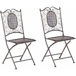 Beliani Gartenstuhl schwarz Metall 2er Set zusammenklappbar Balkon Terrasse Garten romantisch - Gold