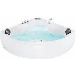 Beliani Whirlpool-Badewanne in Weiß 205 x 145 cm aus Sanitäracryl Multifunktionell eckig Badezimmerzubehör Elegante Optik Modernes Design - Weiß