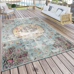 Paco Home - In- & Outdoor Teppich Modern Orient Print Terrassen Teppich Türkis 160x220 cm