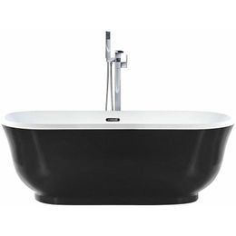 Beliani Badewanne Schwarz 170 x 77 cm Acryl Freistehend Römischer Stil