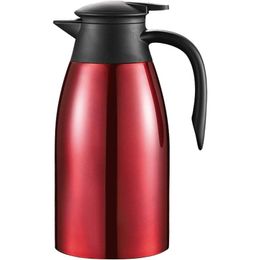 Cheffinger - 2L Edelstahl Thermoskanne Isolierkanne Thermosflasche Kaffeekanne Doppelwandig Rot