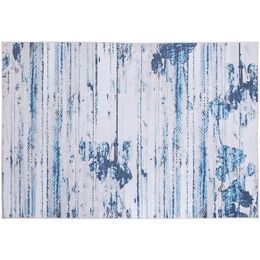 Beliani Teppich Blau 140 x 200 cm in verschiedenen Blautönen Abstrakt Bedruckt Streifen Rechteckig Modern - Blau