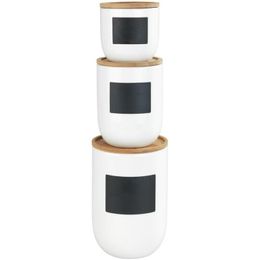 Wenko - Aufbewahrungsdose Waia 0,8 l, Vorratsdose aus hochwertiger Keramik, Weiß, Keramik weiß, Bambus braun, Silikon transparent - weiß