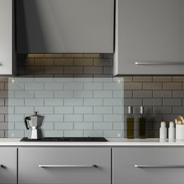 Spritzschutz Küche, Sicherheitsglas, Küchenzeile Fliesenschutz, Herdblende 50x120 cm, Wandmontage, transparent - Relaxdays