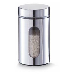 zeller - Vorratsbehälter, Glas, mit Visier, Inhalt 0,9 Liter, silber