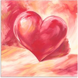 Wandbild Artland "Rosa/rotes Herz" Bilder Gr. B/H: 100 cm x 100 cm, Alu-Dibond-Druck Herzen, 1 St., rot Kunstdrucke