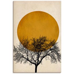 Wandbild Artland "Wintermorgen" Bilder Gr. B/H: 60 cm x 90 cm, Leinwandbild Baumbilder Hochformat, 1 St., beige (naturfarben) Kunstdrucke