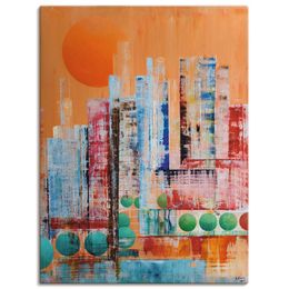 Leinwandbild Artland "New York abstrakt I" Bilder Gr. B/H: 60 cm x 80 cm, Amerika Hochformat, 1 St., orange Leinwandbilder