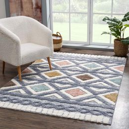 Hochflor-Teppich Carpet City "Focus 3382, Boho-Style" Teppiche Gr. B/L: 200 cm x 290 cm, 20 mm, 1 St., bunt (mehrfarbig) Esszimmerteppiche