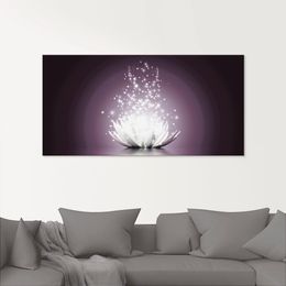 Glasbild Artland "Magie der Lotus-Blume" Bilder Gr. B/H: 125 cm x 50 cm, Blumen, 1 St., lila Glasbilder