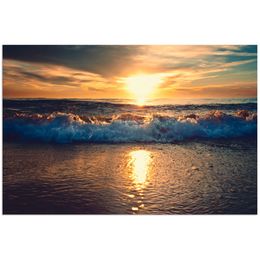Wandbild Artland "Sonnenuntergang am Meer" Bilder Gr. B/H: 90 cm x 60 cm, Alu-Dibond-Druck Gewässer Querformat, 1 St., orange Kunstdrucke