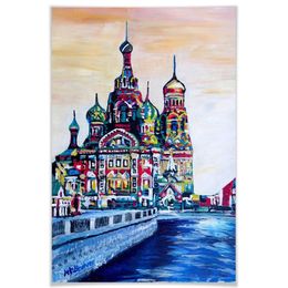 Poster Wall-Art "van Gogh Stil St. Petersburg" Bilder Gr. B/H/T: 120 cm x 80 cm x 0,1 cm, Stadt, 1 St., bunt Poster