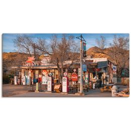Wandbild Artland "Tankstelle an der Route 66 in Arizona" Bilder Gr. B/H: 100 cm x 50 cm, Leinwandbild Gebäude, 1 St., bunt Kunstdrucke
