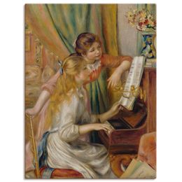 Leinwandbild Artland "Zwei Mädchen am Klavier" Bilder Gr. B/H: 60 cm x 80 cm, Kind Hochformat, 1 St., bunt Leinwandbilder