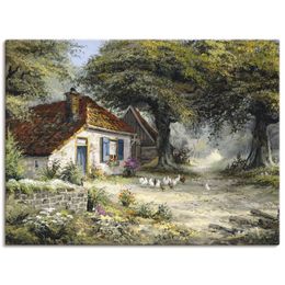 Wandbild Artland "Märchenhaftes Ferienhaus" Bilder Gr. B/H: 80 cm x 60 cm, Leinwandbild Garten Querformat, 1 St., grün Kunstdrucke