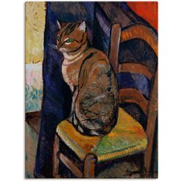 Wandbild Artland "Skizze Stuhl sitzende Katze." Bilder Gr. B/H: 60 cm x 80 cm, Leinwandbild Haustiere, 1 St., bunt Kunstdrucke