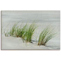 Leinwandbild Artland "Gräser am Strand" Bilder Gr. B/H: 90 cm x 60 cm, Strandbilder Querformat, 1 St., beige (naturfarben) Leinwandbilder