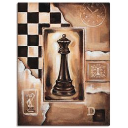 Leinwandbild Artland "Schach Königin" Bilder Gr. B/H: 60 cm x 80 cm, Schach Hochformat, 1 St., braun Leinwandbilder