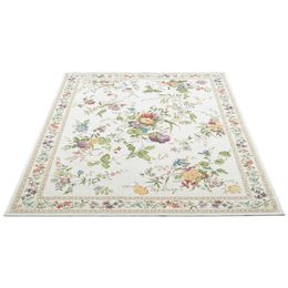 Teppich Theko "Flomi Sagrini" Teppiche Gr. B/L: 140 cm x 200 cm, 4 mm, 1 St., beige (creme) Baumwollteppiche Flachgewebe, Pastell-Farben, Blumen Design