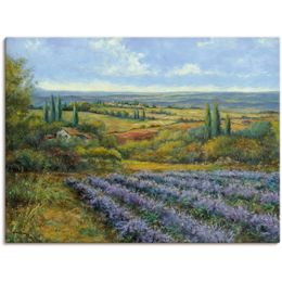 Wandbild Artland "Lavendelfelder in der Provence" Bilder Gr. B/H: 120 cm x 90 cm, Leinwandbild Europa, 1 St., blau Kunstdrucke