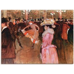 Leinwandbild Artland "Der Tanz im Moulin Rouge, 1890" Bilder Gr. B/H: 80 cm x 60 cm, Gruppen & Familien Querformat, 1 St., braun Leinwandbilder
