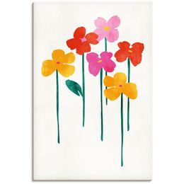 Wandbild Artland "Kleine glückliche Blumen" Bilder Gr. B/H: 60 cm x 90 cm, Leinwandbild Blumenbilder Hochformat, 1 St., bunt Kunstdrucke
