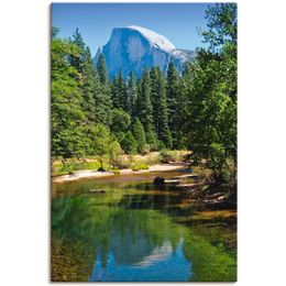 Wandbild Artland "Yosemite Valley Half Dome River of Mercy" Bilder Gr. B/H: 60 cm x 90 cm, Leinwandbild Gewässer, 1 St., grün Kunstdrucke