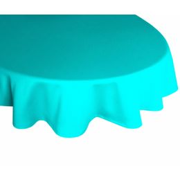 Tischdecke WIRTH "WIRTHNatur" Tischdecken Gr. B/L: 130 cm x 190 cm, oval, blau (türkis) Tischdecken