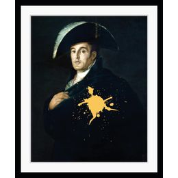 Bild queence "Angel" Bilder Gr. B/H: 50 cm x 70 cm, Wandbild Mann Hochformat, gelb (gelb, blau) Kunstdrucke